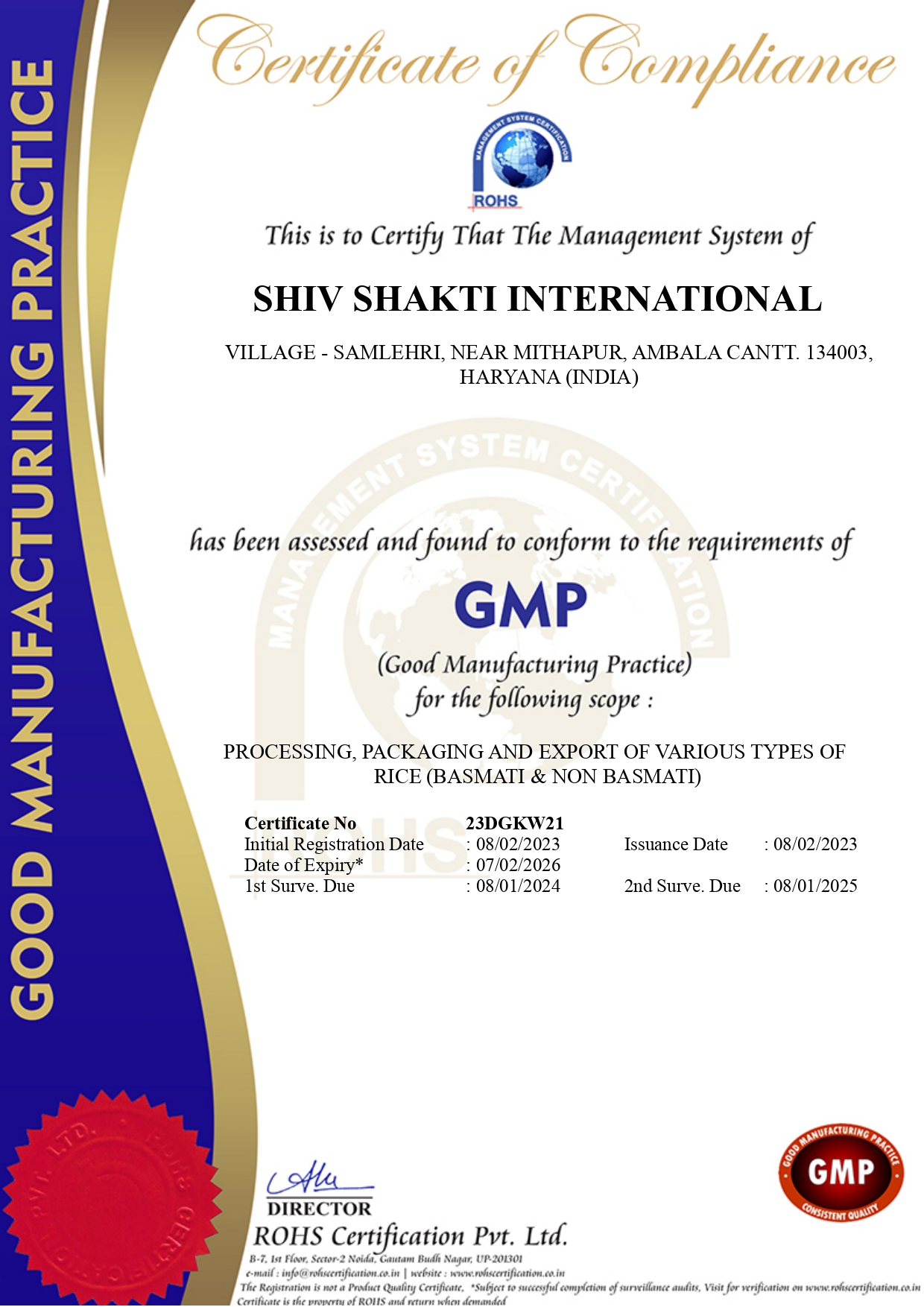 Our Certifications | Shiv Shakti International